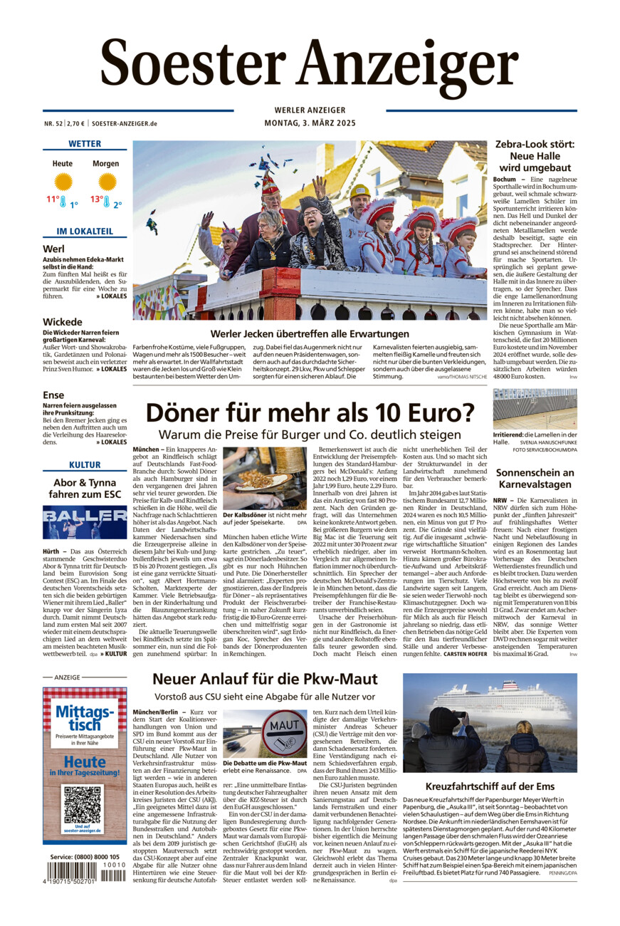 Soester Anzeiger Werl vom Montag, 03.03.2025 | Westfälischer Anzeiger Hamm
