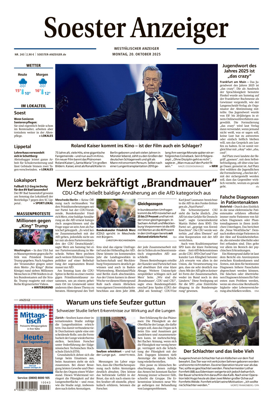 Soester Anzeiger vom Montag, 20.10.2025 | Westfälischer Anzeiger Hamm